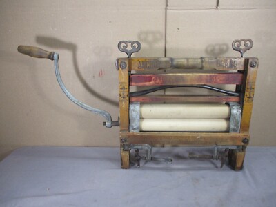 Antique 1898 Anchor Brand Wood Hand Crank Mounted Clothes Wringer | eBay
