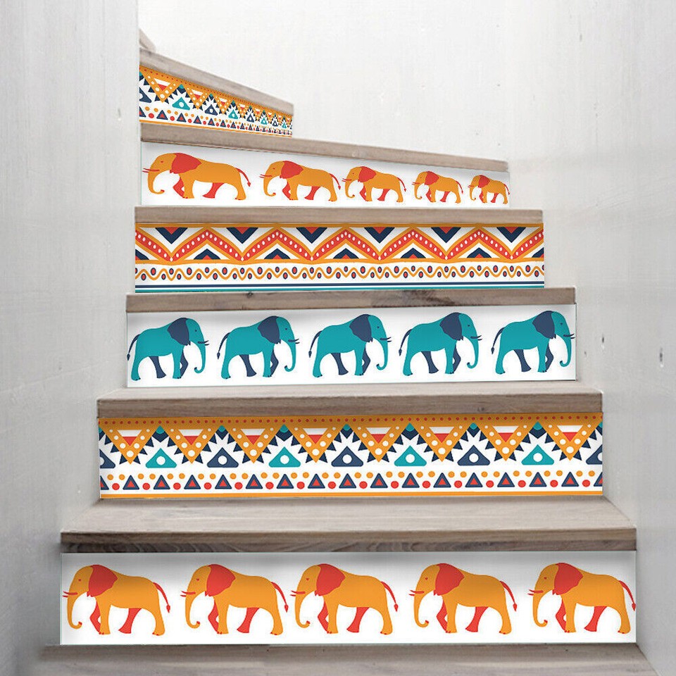 6Pcs Vinyl Stair Riser Decals Wall Tile Stickers Mural Wallpaper Self ...