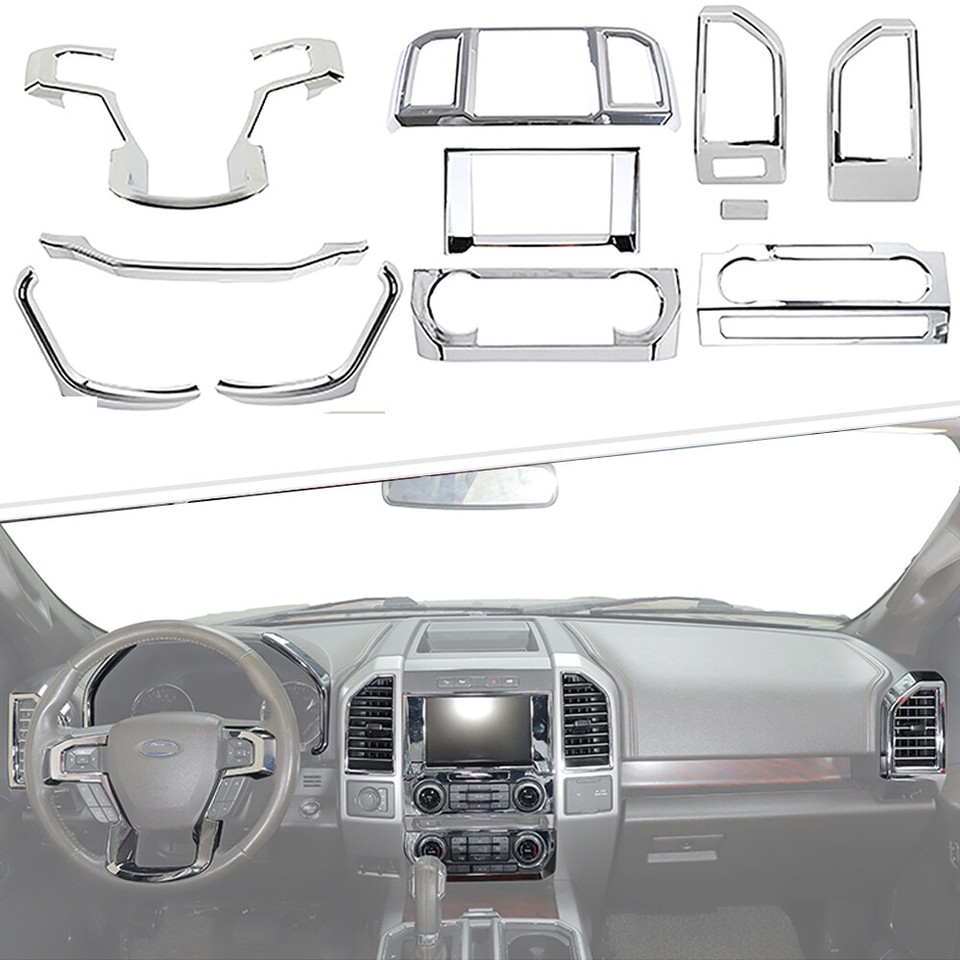 22x Chrome Interior Set Decoration Cover Trim Bezel Kit For Ford F-150 ...