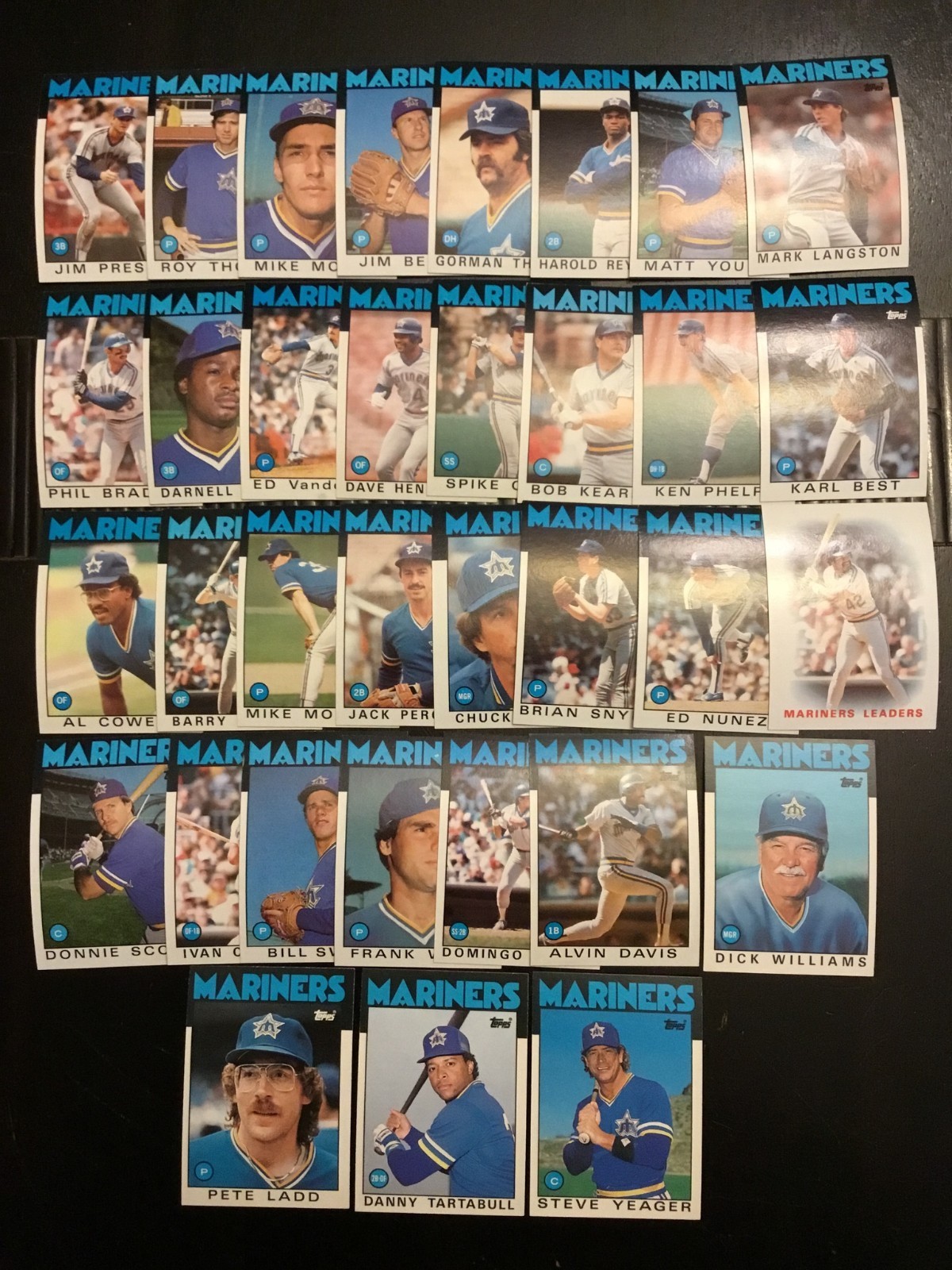 1986 Topps SEATTLE MARINERS Complete Team Set w/Traded TARTABULL RC 34 ...