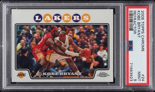 Kobe Bryant Topps Chrome 2008 #24 Refractor W/ LeBron James PSA 9 Mint ...
