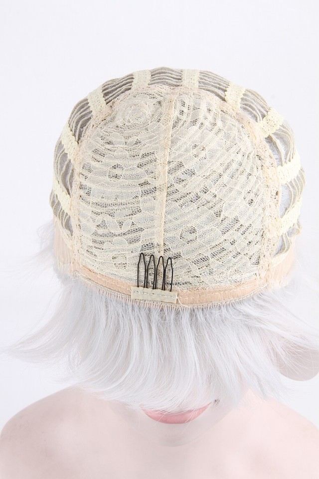 Women Short White Pixie Cut Wigs Short Layered Synthetic Hair ...