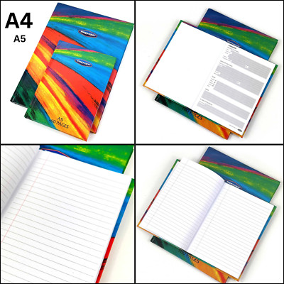 A4&A5 Notebook Hardback Cover 160 Pages Ruled with Margin Notepad Home ...