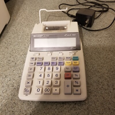 Sharp EL-1750V 12 Digit 2 Color Printing Calculator Tested Works Cord ...