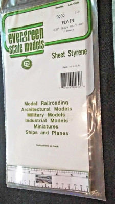Evergreen Scale Models #9030 Plain, White Styrene Sheets, .03" Thick ...