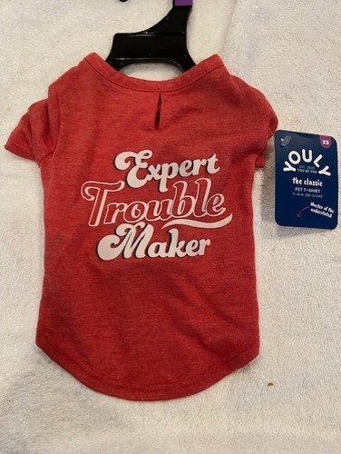 Youly Pet Dog "Troublemaker" T-Shirt Red XS NWT | eBay