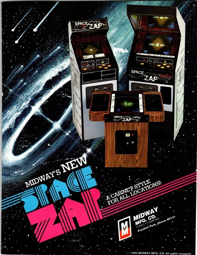Space Zap Arcade Game FLYER Original 1980 Retro Video Game Alien Ship ...