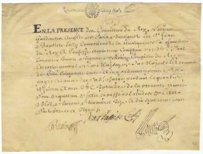 Jean-Baptiste LULLY / Manuscript document on vellum Signed by the ...