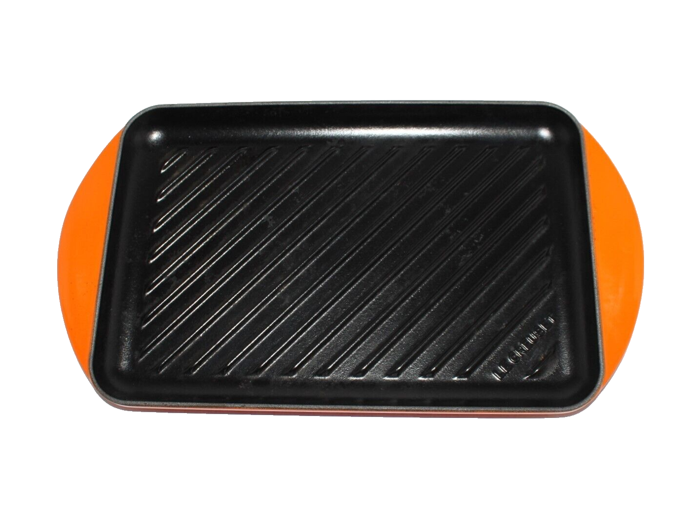Le Creuset Orange Flame Cast Iron Griddle Grill Pan Plate #32 France 15 ...