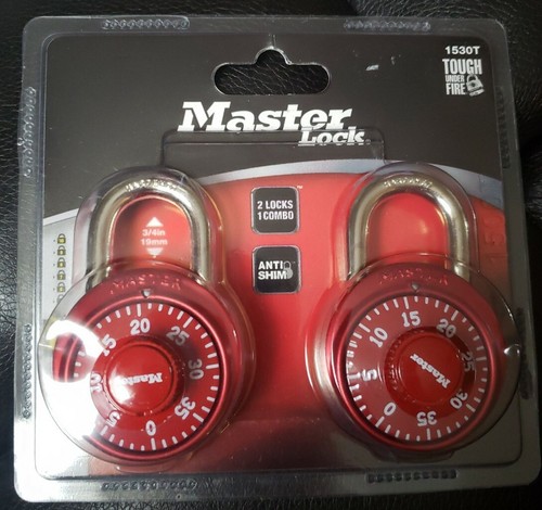 Master Lock 1530T 1-7/8 Combo Assorted Colors 2 Pack, Red | eBay