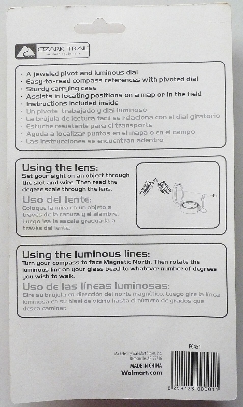 Lensatic Compass Liquid Filled With Luminous Dial - Ozark Trail - New ...