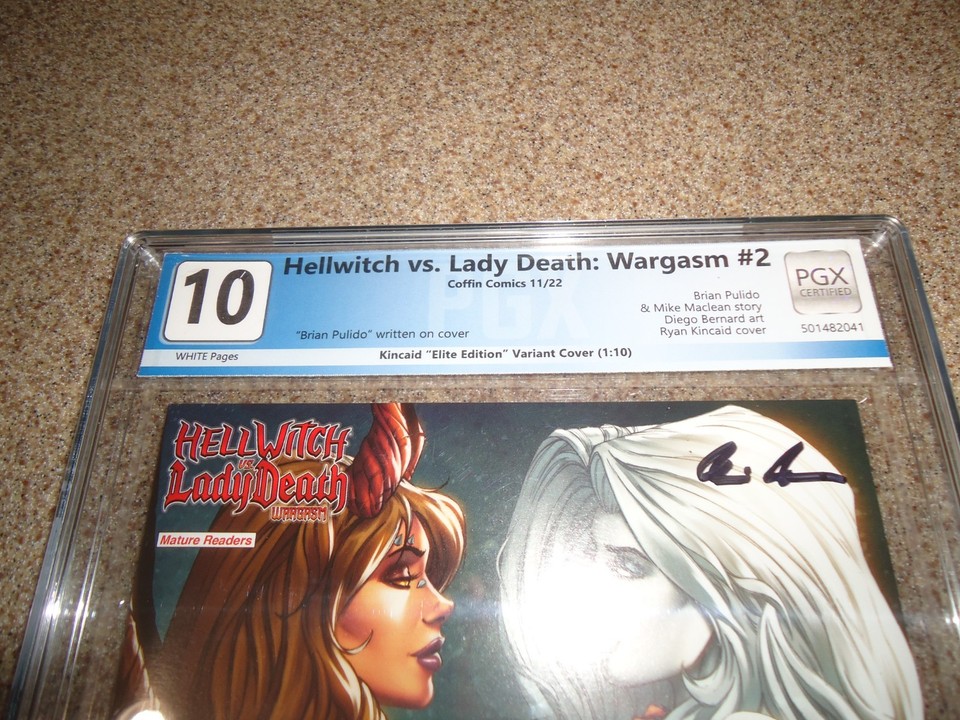 HELLWITCH VS LADY DEATH : WARGASM #2 GRADED 10 SIGNED WITH COA ELITE ...