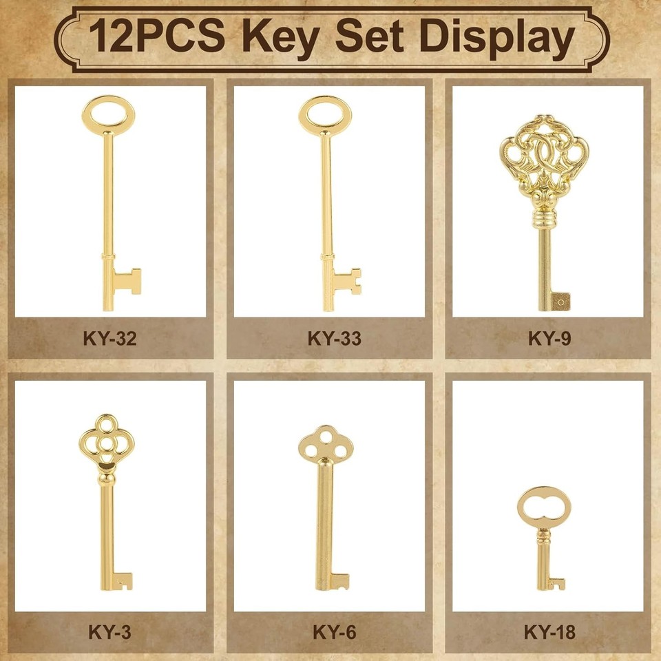 12PCS Hollow Barrel Skeleton Key, Hollow Skeleton Keys, Vintage ...
