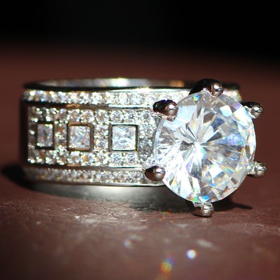 Fashion amazing Princess cut White Zrcon Silver Filled Engagement Ring ...