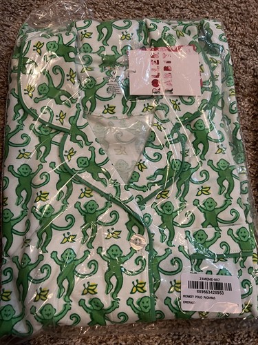 Roberta Roller Rabbit green emerald monkey polo pajamas size Medium | eBay
