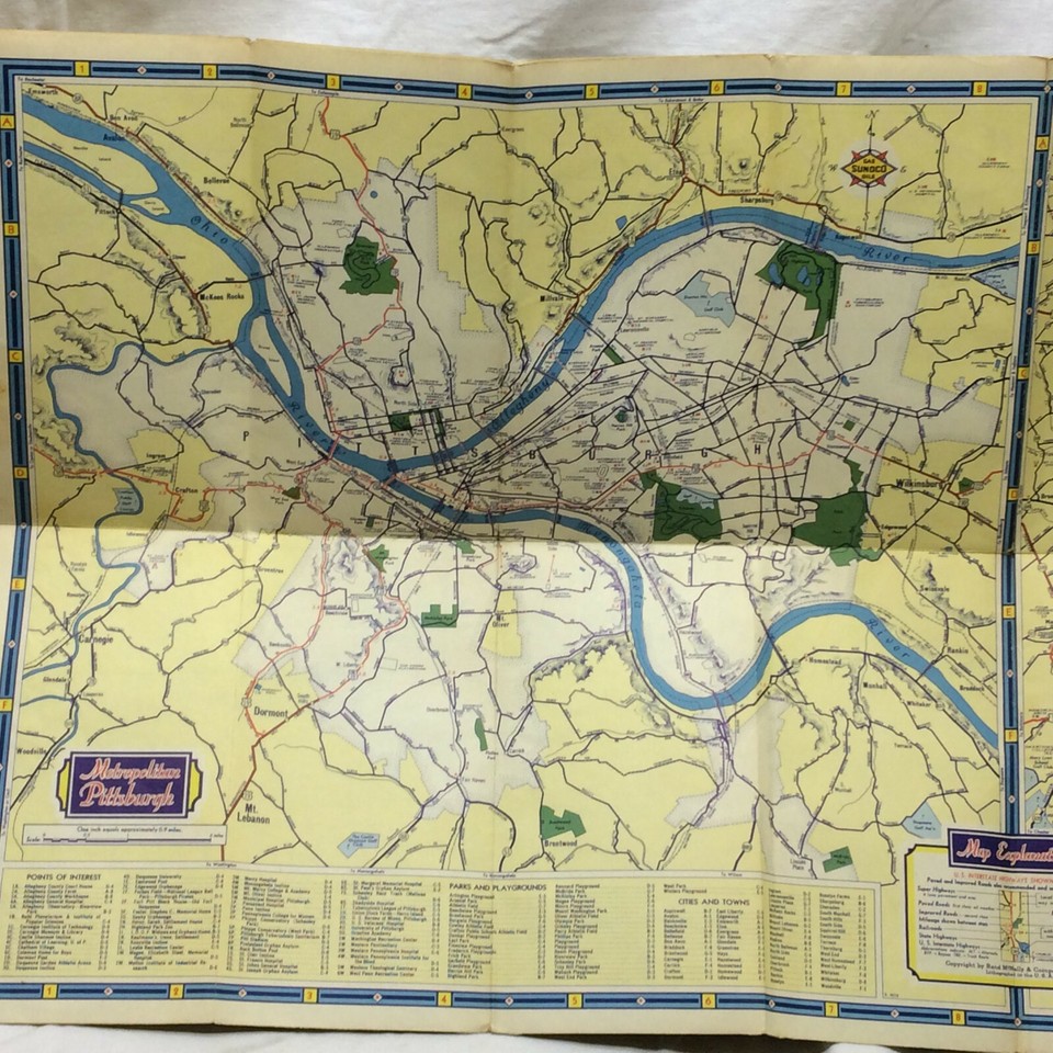 Vintage Sunoco Map Pennsylvania Road Map Historical Pictorial Map | eBay