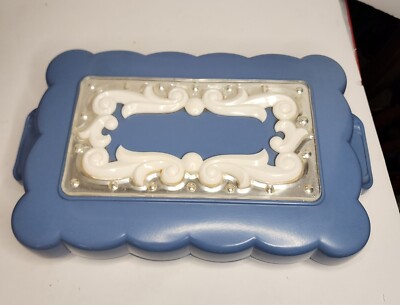 Vtg Max Factor Hollywood Brownette Wig Case Cosmetic Vanity Box Blue ...