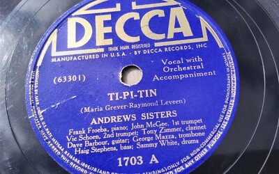 Andrews Sisters 78rpm Single 10-inch Decca Records #1703 Ti-Pi-Tin | eBay