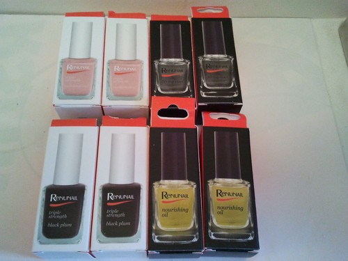 RENUNAIL NAIL POLISH x 8 ( 2xTop Coat , 2x black plum, 2x marshmallow ...