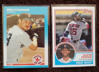 DUSTIN PEDROIA 2015 Archives #246 OR MIKE GREENWELL 1987 Fleer RC #U37 ...