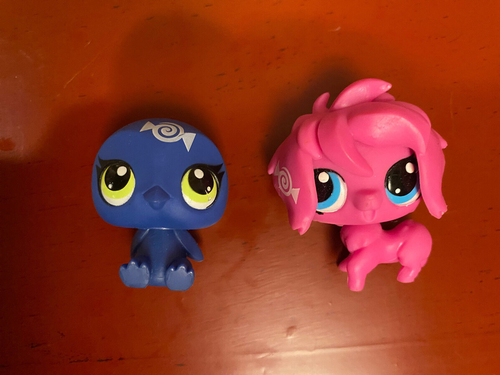 Littlest Pet Shop #3312 Pink Spaniel Dog Candy Swirl LPS #3313 Blue ...