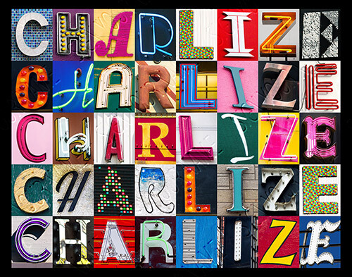 CHARLIZE Name Poster featuring photos of actual sign letters | eBay