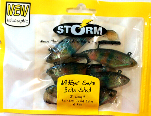 Storm Wildeye Swim Baits Shad 3" Rainbow Trout, FOUR Packs (6 per pk) # ...
