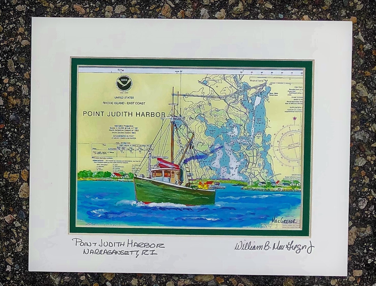Point Judith Harbor Art Print fishing trawler boat Narragansett wall ...