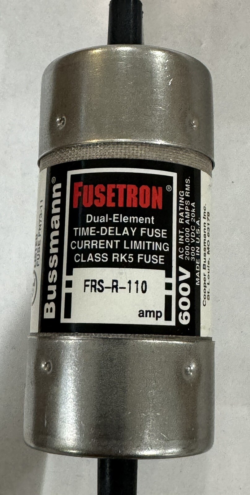 Bussmann Fusetron FRS-R-110 Dual-Element 110 Amp 600 Volt AC | eBay