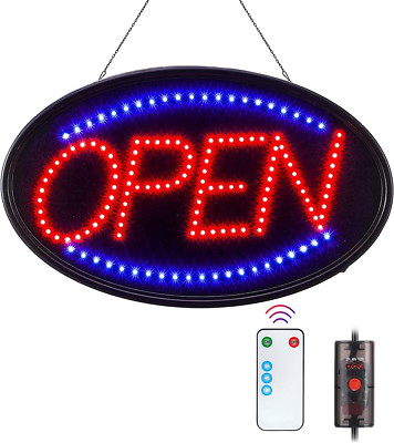Large 23x14 LED Open Sign with Remote - Flashing & Steady Modes for ...