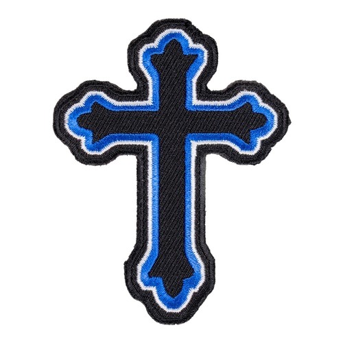 Blue & Black Decorative Cross Patch, Religious Cross Patches | eBay