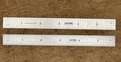 6 Inch Ruler 1/32" 1/64" Machinist Stainless Steel Scale Anytime Tools ...