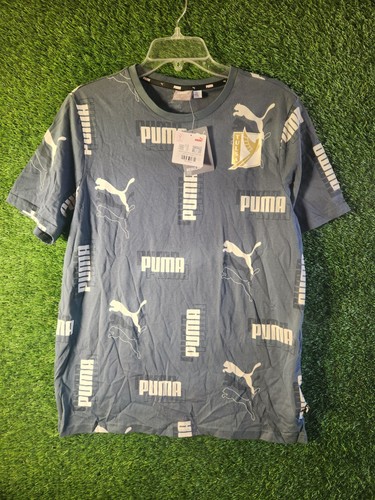 Puma Logo Amplified AOP Tee - Blue Large New W Tags All Over Print NWT ...
