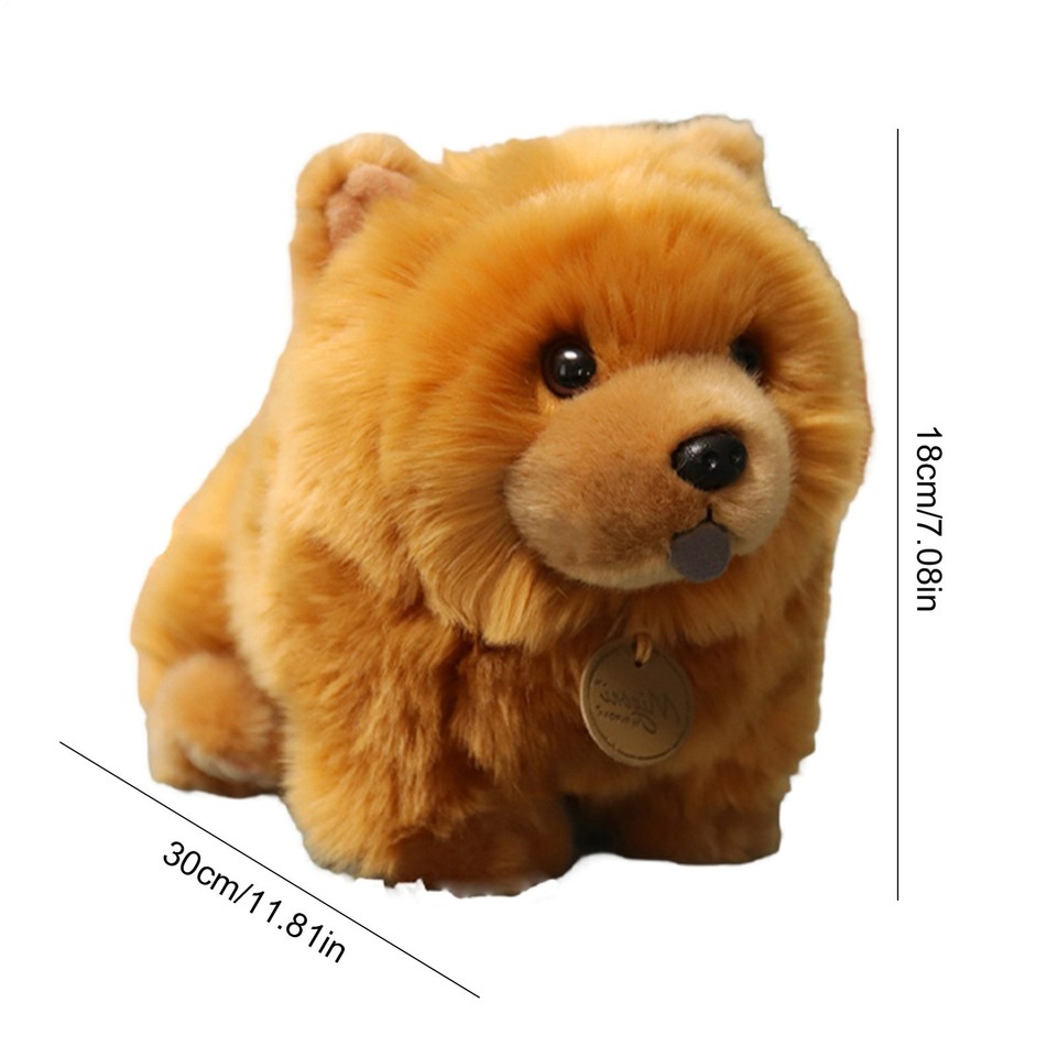30cm Fluffy Chow Chow Dog Plush Toy Cute Lifelike Puppy Pet Stuffed ...