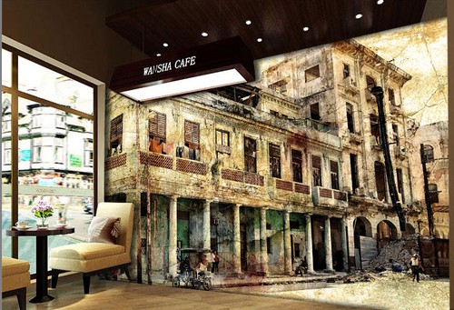 3D Retro High rise Wall Paper wall Print Decal Wall Deco Indoor wall ...