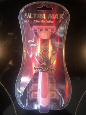 Ultra Max Razor For Women With 4 Cartridges & Aloe Strip Pivoting Super ...