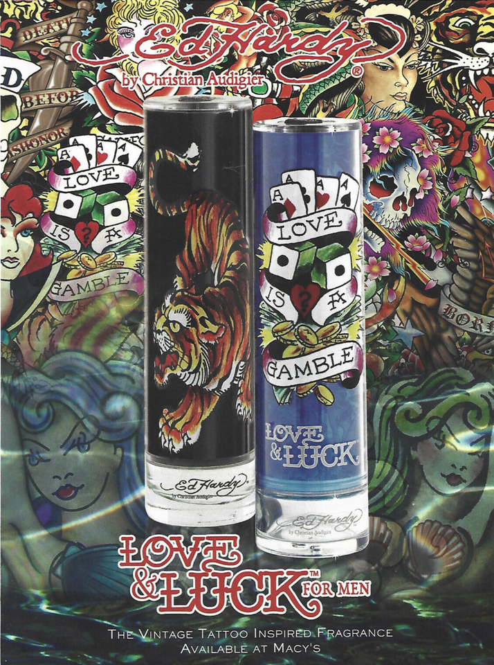 Ed Hardy Love and Luck for Men Print Ad, Ed Hardy Cologne Magazine Ad ...