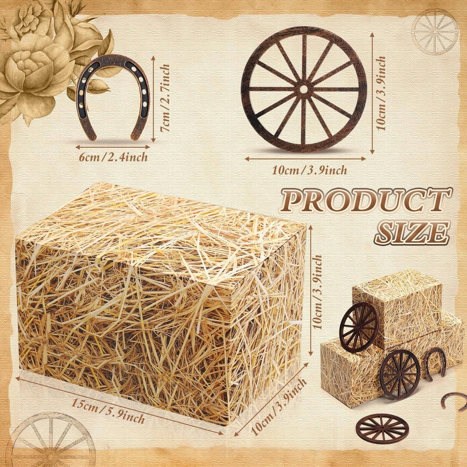 24 Pcs Western Cowboy Party Centerpieces Set Straw Boxes Tables ...