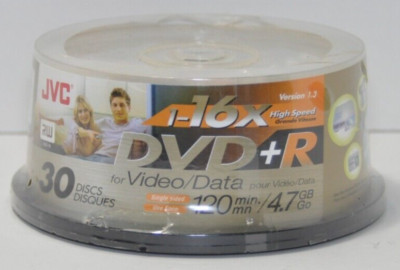 Jvc DVD+R 16x 120 Min 4.7 Gb Video/Data 30 disc New Sealed | eBay