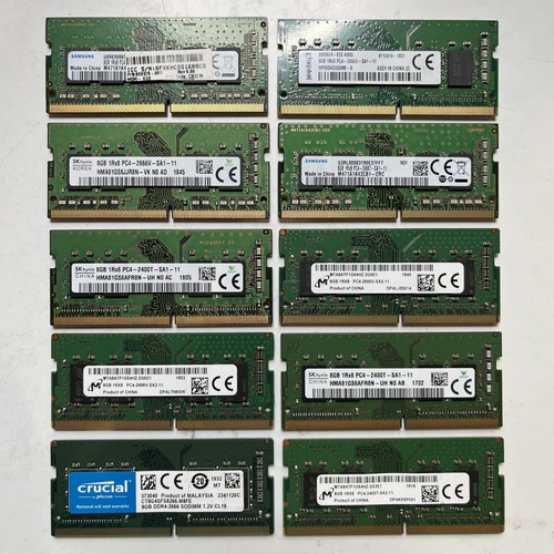 8GB DDR4 Laptop Memory RAM | Mixed Brands And Speeds | Lot of 10 | eBay