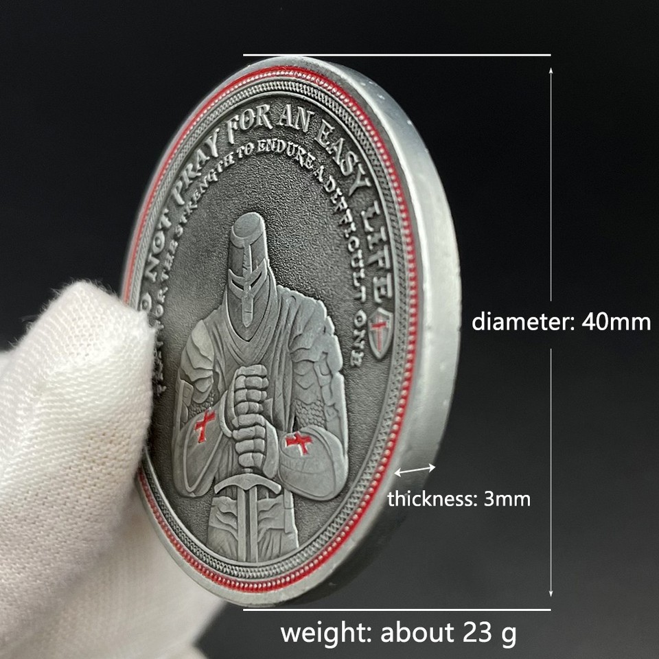 Knight Templar Challenge Coin Red Cross Crusaders Medal Creed Token in ...
