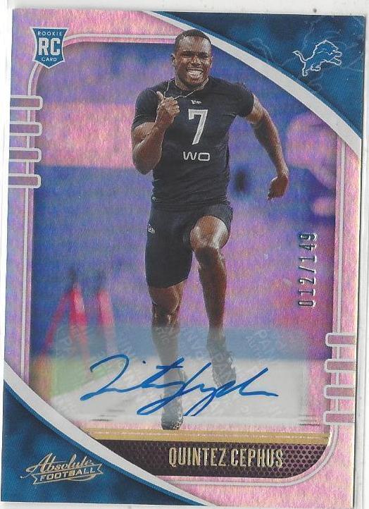 2020 Panini Absolute - Rookie Quintez Cephus #187 Spectrum Signatures ...
