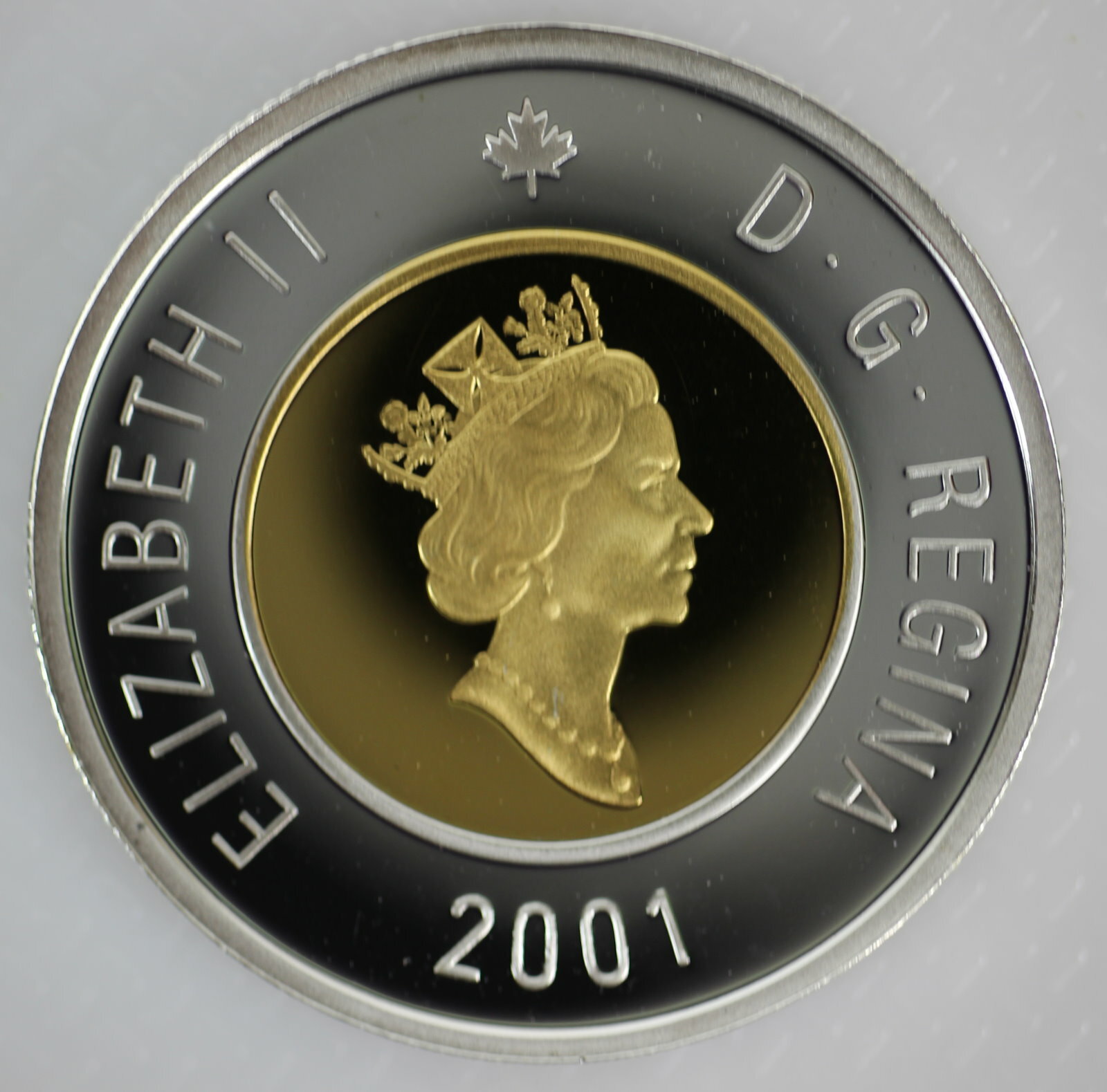 2001 CANADA TOONIE PROOF SILVER WITH 24K GOLD PLATED CORE TWO DOLLAR ...