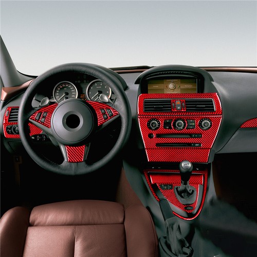 31Pc Red Carbon Fiber Full Interior Cover Trim For BMW 6Series E63 E64 ...