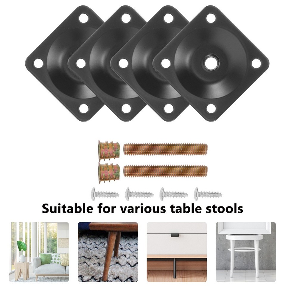 1 Set of Table Leg Brackets Flat Furniture Leg Mounting Plates ...
