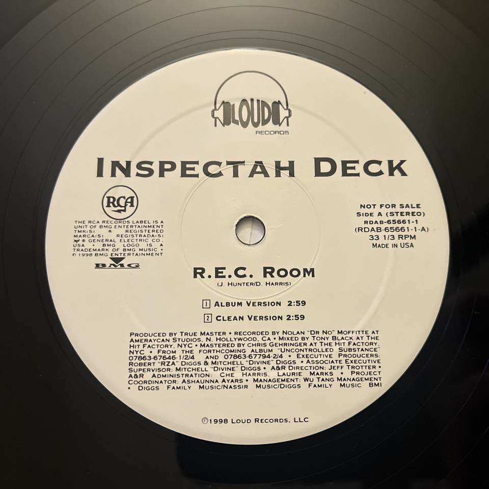 Inspectah Deck R.E.C. Room 12” Single Vinyl Record Wu-Tang Clan 1998 ...