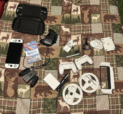 Nintendo Switch OLED White Bundle 256 GB Memory Card Great Condition | eBay