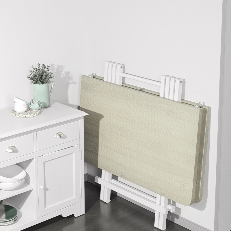 White Square Foldable Wooden Dining Table Compact Kitchen Dining Room ...