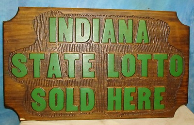 Vintage INDIANA State Lottery Sold Here Store Hoosier/Wall/Window Wood ...