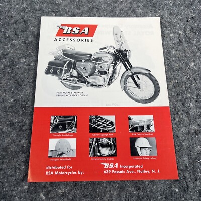 Vintage Original 1962 BSA Accessories motorcycle advertising brochure ...